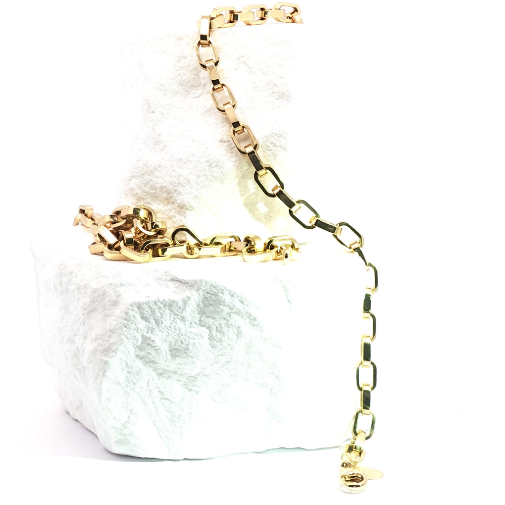 18K Gold Link Chain 22in, Bold Refined Luxury