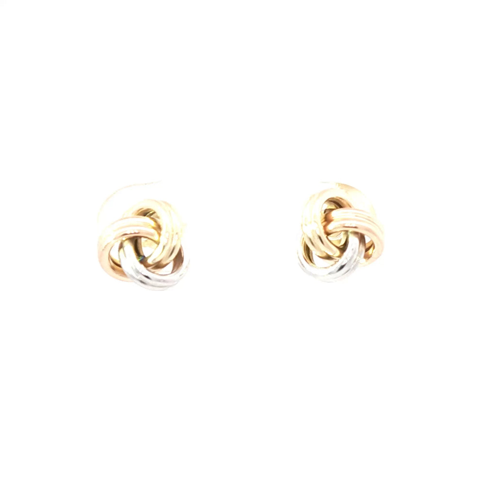 Eternal Bond Tri-Color Love Knot Earrings 14K